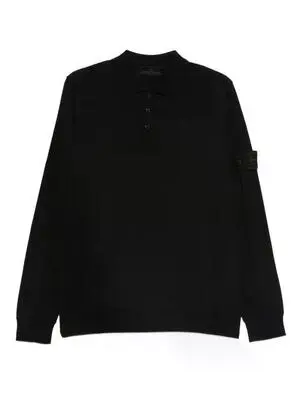 Stone Island Long-sleeve Patch Polo Shirt - Black