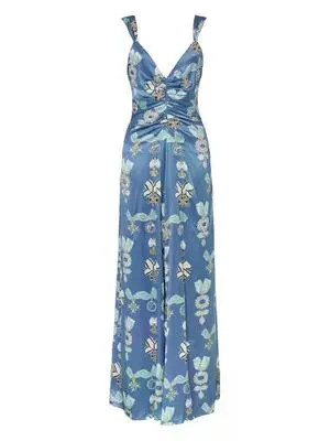 TEMPERLEY LONDON Reina Sleeveless Silk Maxi Dress - Blue
