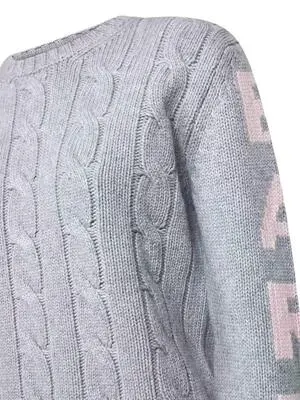 MC2 SAINT BARTH Cable-knit Jacquard Lettering Sweater - Grey