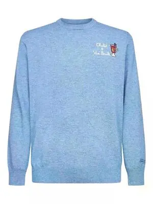 MC2 SAINT BARTH Long-sleeved Sweater With Embroidery - Blue