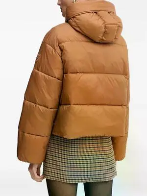 Pinko Love Birds Appliqué Padded Puffer Jacket - Orange
