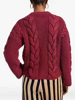 La DoubleJ Cable-knit Cardigan With Embellished Buttons - Red