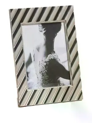L'Objet Maxime Striped Photo Frame (13cm X 18cm) Silver