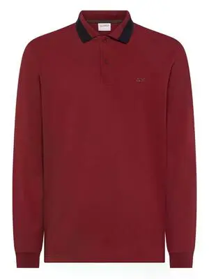SUN 68 Elbow Patch Long-sleeve Polo Shirt - Red
