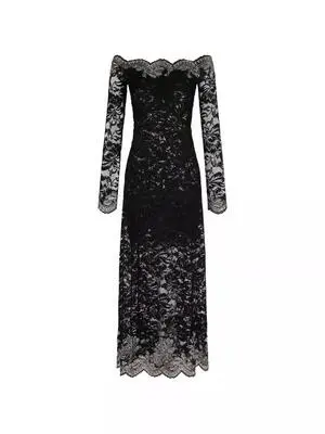 Rabanne Laced Floral-print Maxi Dress - Black