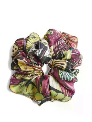 La DoubleJ Floral-print Silk Scrunchie - Green