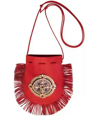 La DoubleJ Fringed-edge Clutch - Red