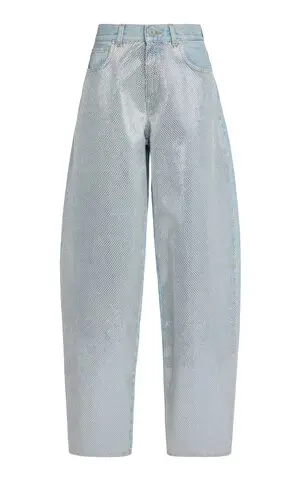 HAIKURE Bibi Stapled High-rise Barrel-leg Jeans - Blue