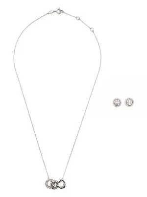 Tory Burch Icon Crystal-embellished Necklace And Earring Set - Silver
