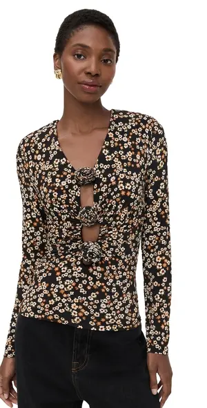 Farm Rio Floral Print Jersey Blouse