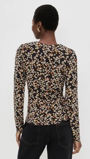 Farm Rio Floral Print Jersey Blouse