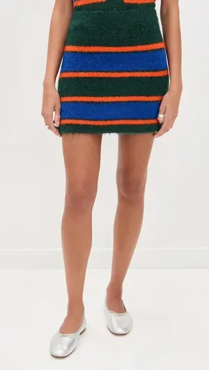 THE TINY BIG SISTER Striped Brushed Knit Skirt