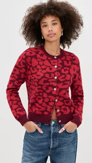 Jumper 1234 Leopard Jacquard Crew Neck Cardigan