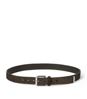 Brunello Cucinelli Reversed Leather Buckle Belt - Brown