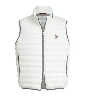Brunello Cucinelli Padded Logo Gilet - White