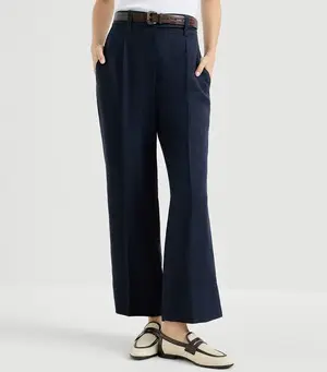 Brunello Cucinelli Twill Wide Leg Trousers - Blue
