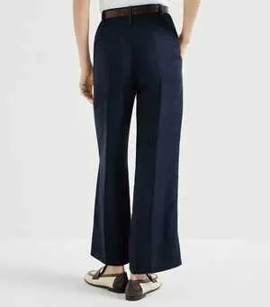 Brunello Cucinelli Twill Wide Leg Trousers - Blue