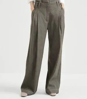 Brunello Cucinelli Pleated Wide-leg Twill Trousers - Green