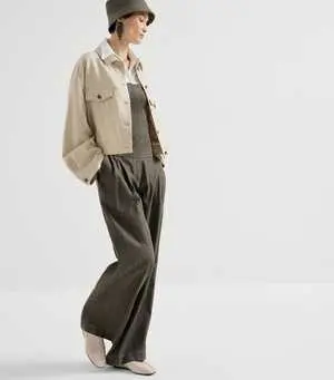 Brunello Cucinelli Pleated Wide-leg Twill Trousers - Green