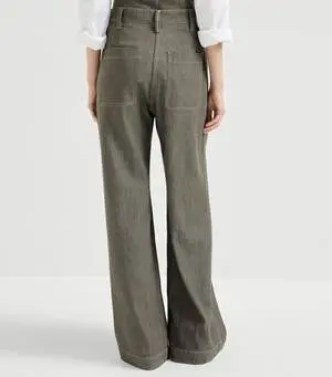 Brunello Cucinelli Pleated Wide-leg Twill Trousers - Green