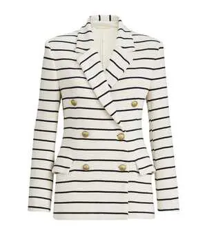 Brunello Cucinelli Cotton Striped Double-breasted Blazer - White