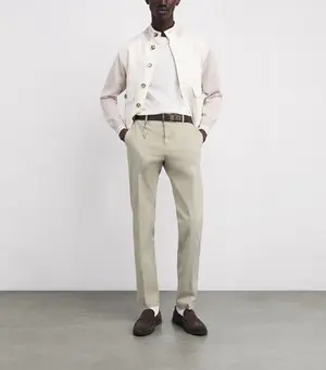 Paul & Shark Cotton-blend Chinos With Shark Charm - Beige