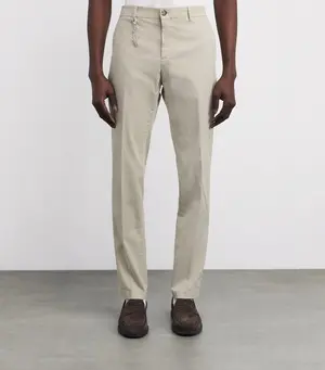 Paul & Shark Cotton-blend Chinos With Shark Charm - Beige