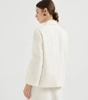 Brunello Cucinelli Twill Double-breasted Blazer - White