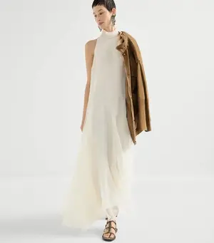 Brunello Cucinelli Silk Maxi Dress - Yellow