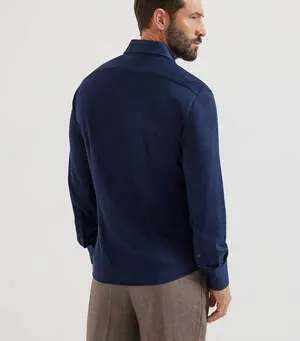 Brunello Cucinelli Linen-cotton Jersey Shirt - Blue
