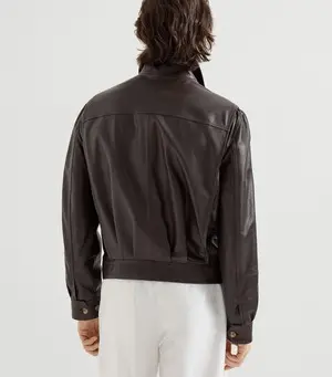 Brunello Cucinelli Nappa Leather Jacket - Brown