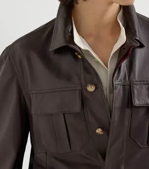 Brunello Cucinelli Nappa Leather Jacket - Brown