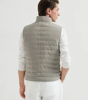 Brunello Cucinelli Bonded Nylon Down Gilet - Brown
