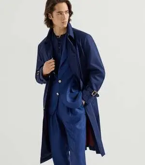 Brunello Cucinelli Wool Fresco Trench Coat - Blue