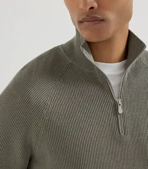 Brunello Cucinelli Cotton Quarter-zip Sweater - Brown
