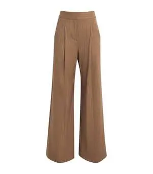 Veronica Beard Pinstriped Rimini Wide-leg Trousers - Brown