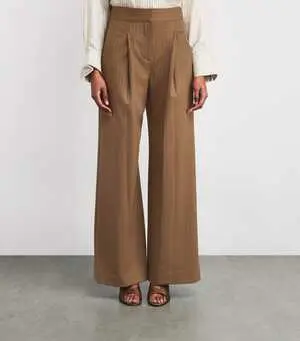 Veronica Beard Pinstriped Rimini Wide-leg Trousers - Brown