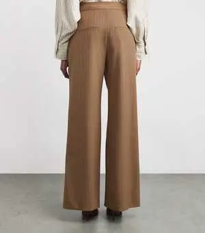 Veronica Beard Pinstriped Rimini Wide-leg Trousers - Brown