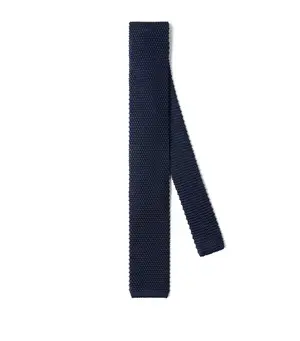 Brunello Cucinelli Silk Knit Neck Tie - Blue