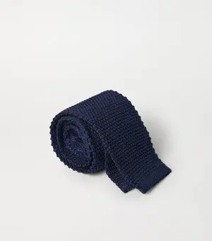 Brunello Cucinelli Silk Knit Tie - Blue