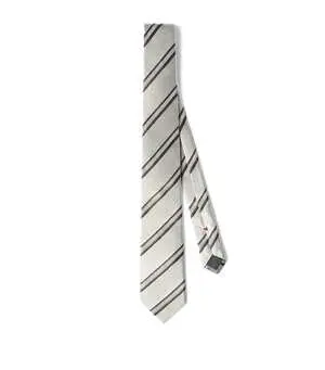 Brunello Cucinelli Silk-cotton Regimental Stripe Neck Tie - White