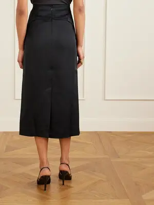 Another Tomorrow Architectural Satin-crepe Midi Skirt
