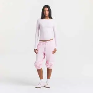 SKIMS Long Sleeve Cotton Jersey Boatneck Top - Cherry Blossom