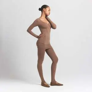 SKIMS Wool Rib Henley Mini Dress - Sienna