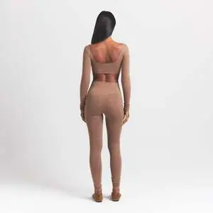 SKIMS High Waisted Legging | Pink | | Wool Rib - Sienna