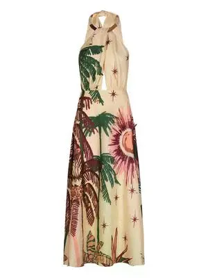 Johanna Ortiz Halterneck Printed Maxi Dress