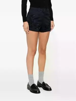 Sandro Embroidered Cotton Shorts - Blue