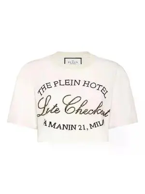 Philipp Plein Crystal Embellished Top - White