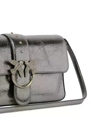 Pinko Bird-ring Leather Cross Body Bag - Grey