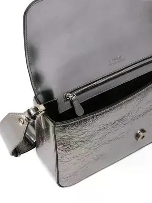 Pinko Bird-ring Leather Cross Body Bag - Grey